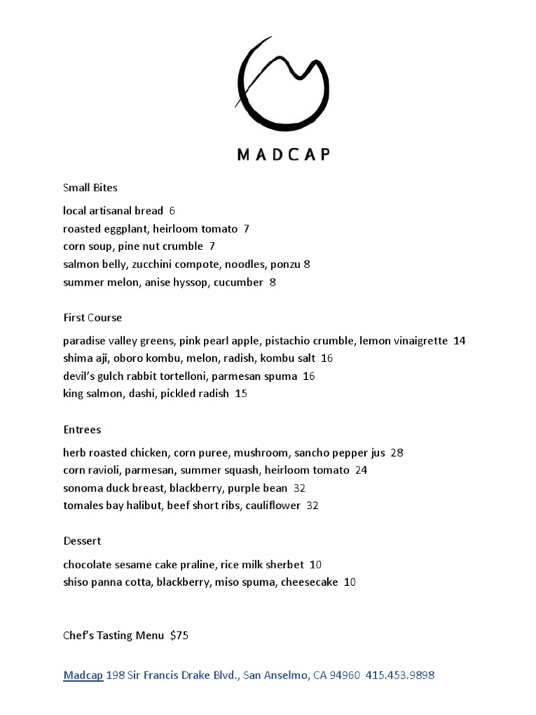 Madcap Menu | PDF
