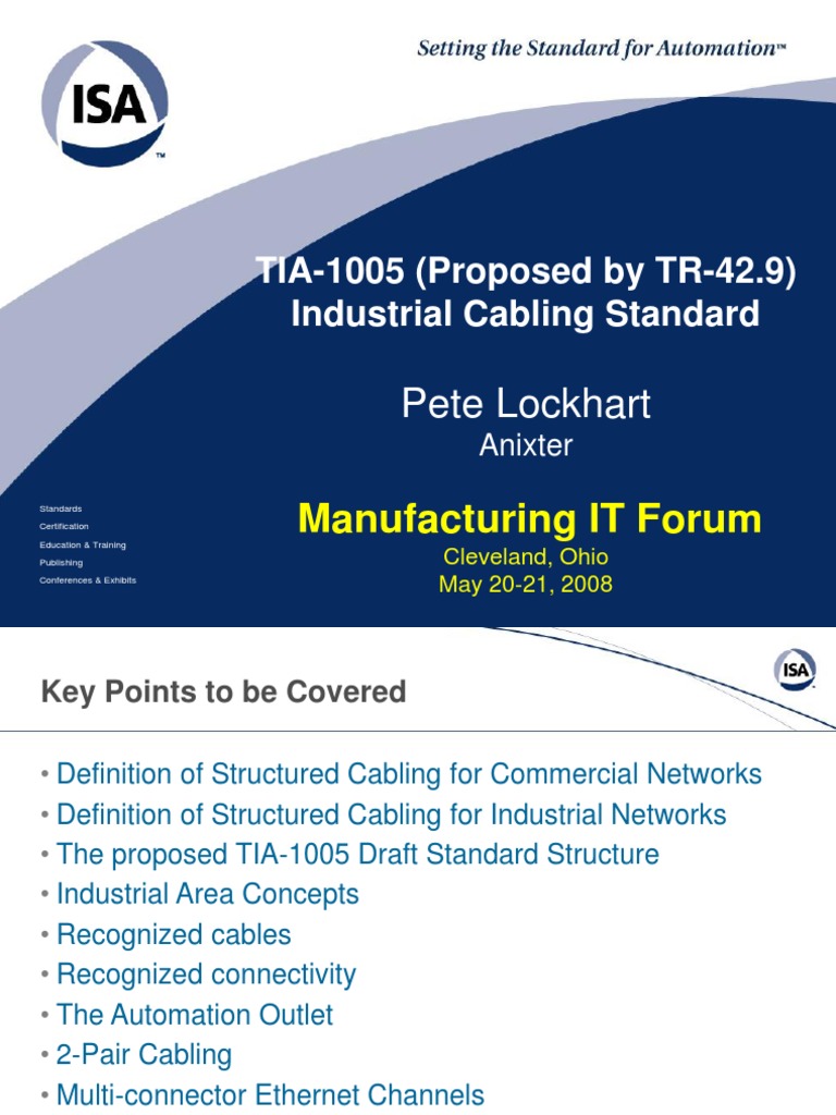 TIA-1005 Industrial Cabling Standard | PDF | Electrical Connector ...
