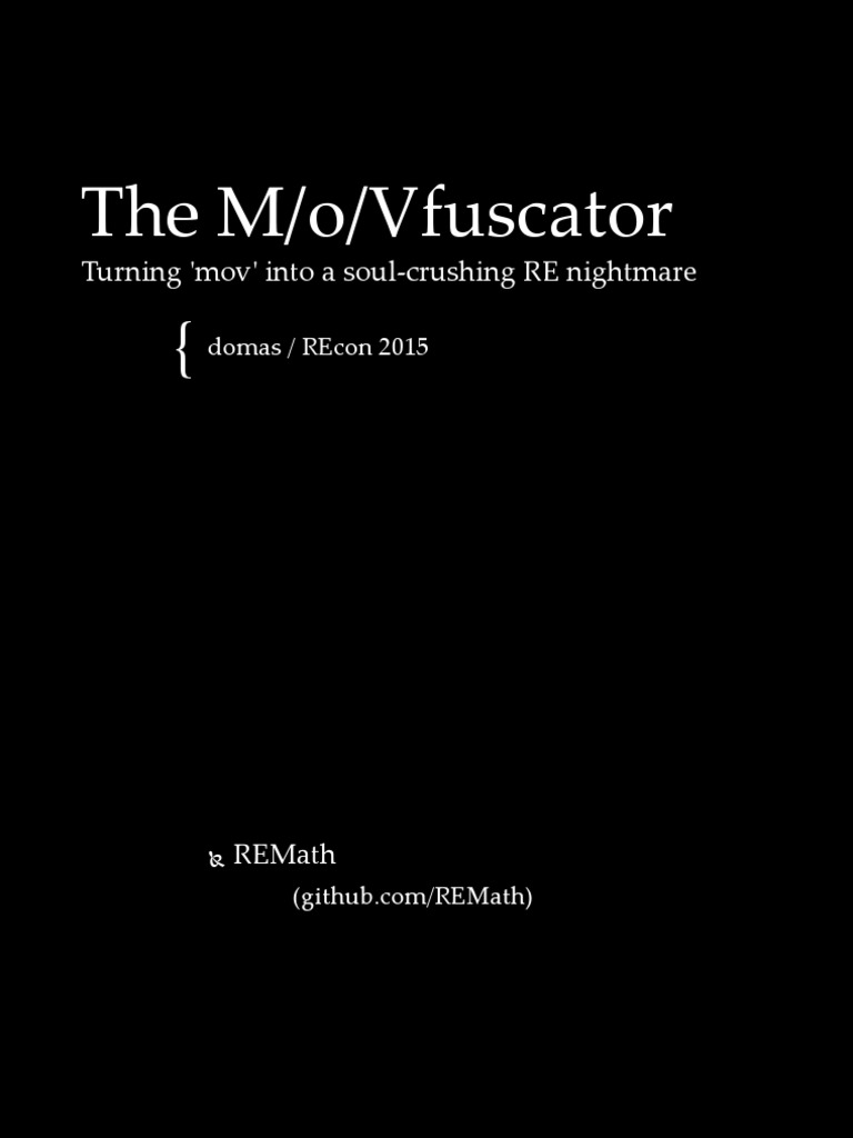 Recon2015 14 Christopher Domas The Movfuscator | PDF | Computer Engineering | Computer Data