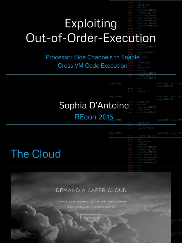 Recon2015 06 Sophia D Antoine Exploiting Out of Order Execution | PDF | Central Processing Unit ...