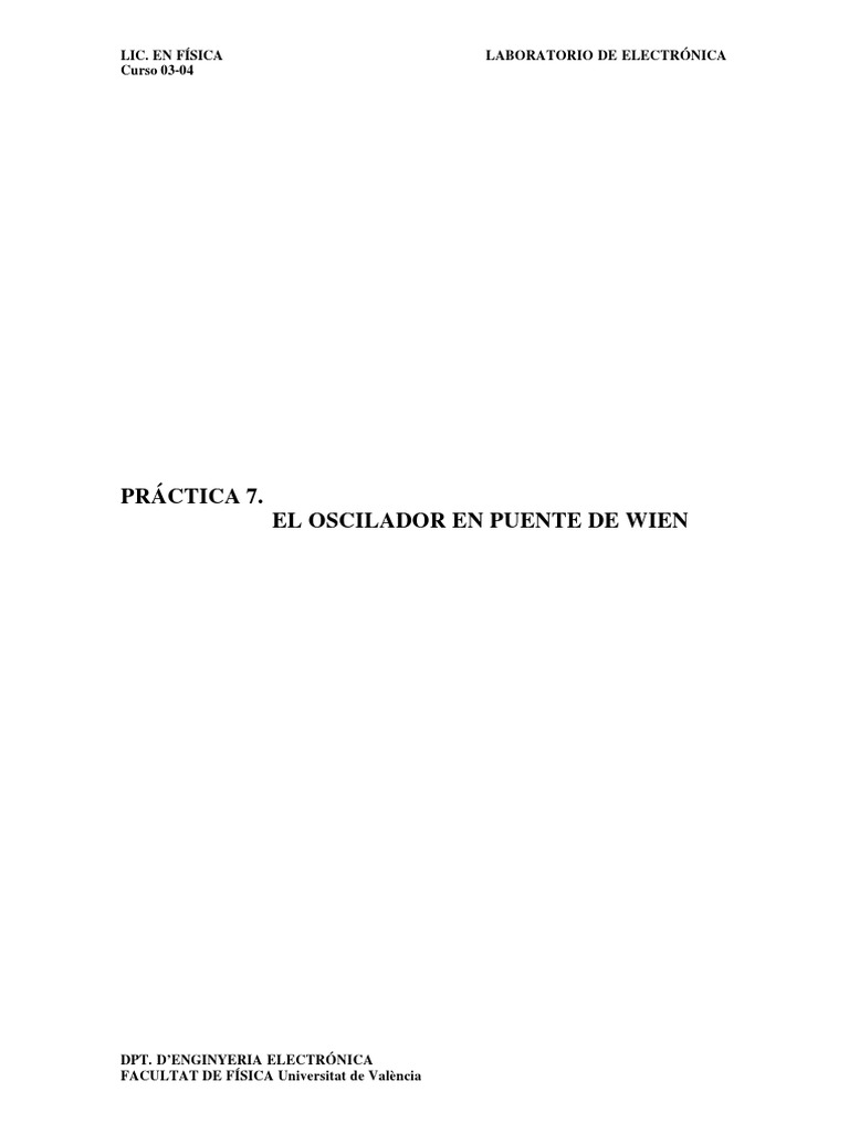 El Oscilador en Puente de Wien PDF | PDF | Oscilación | Placa de circuito impreso
