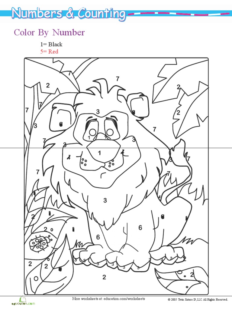 (484010729) Color-By-Number-Lion | PDF