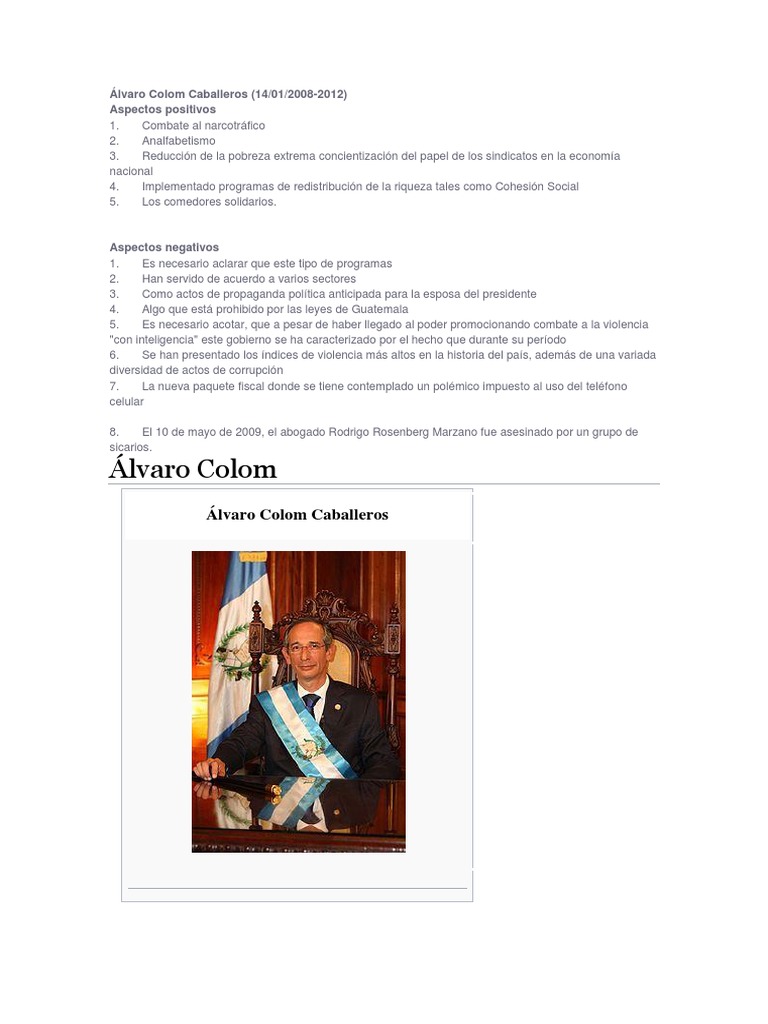 Logros y retos del gobierno de Colom | PDF | Personas | Gobierno