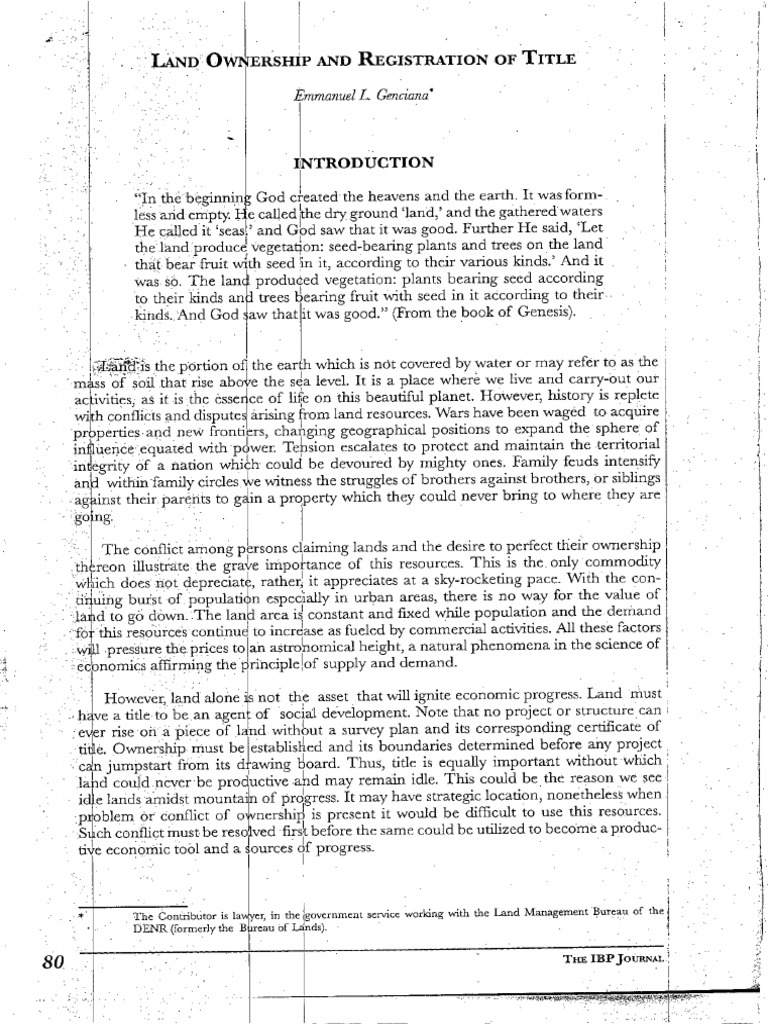Land Ownership & Registration of Title | PDF