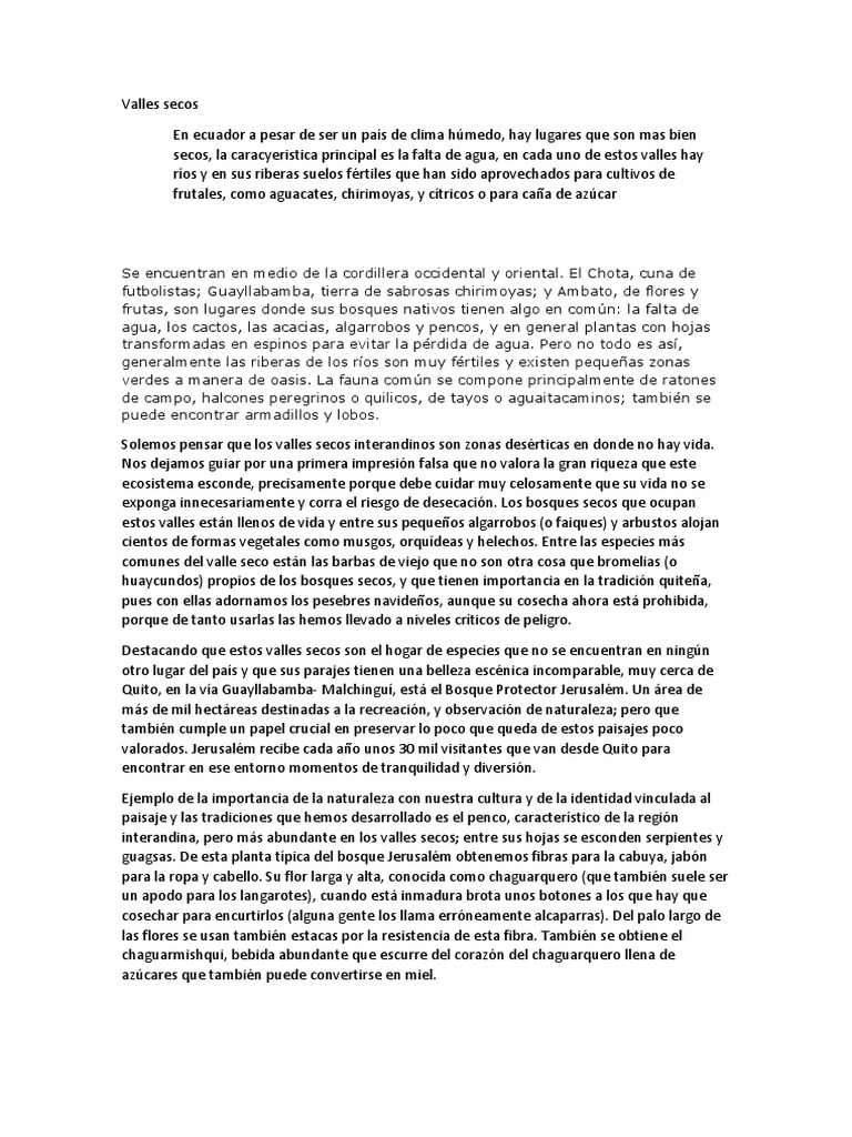 Fauna y flora de los valles secos ecuatorianos | PDF | Ecuador | Los ...