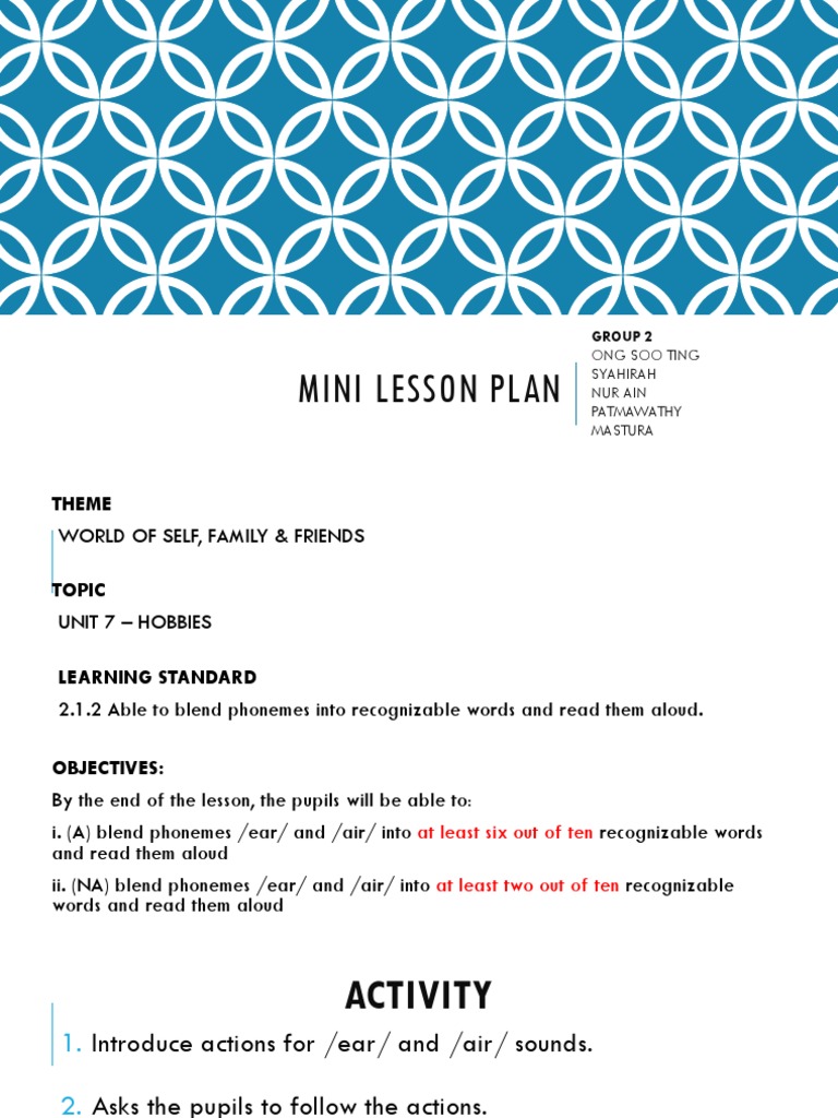 Mini Lesson Plan: Group 2 | PDF