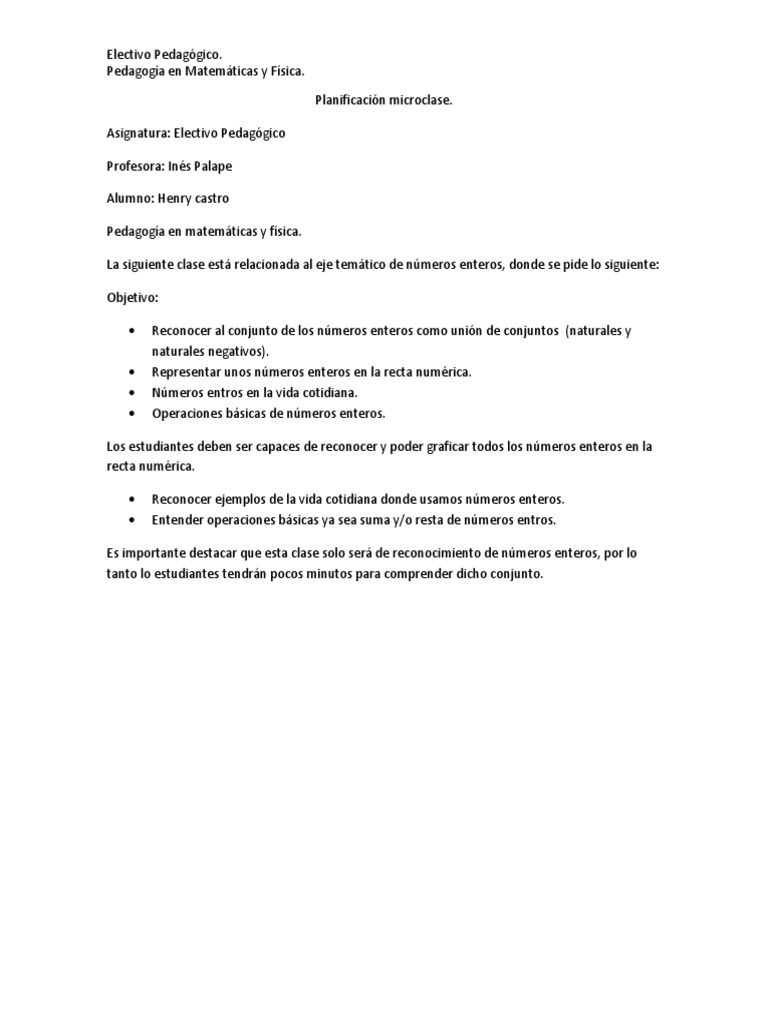 Planificacion Micro Clase | PDF