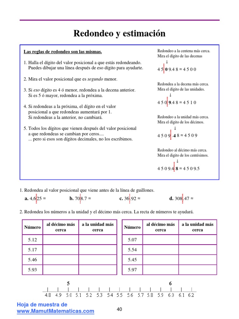 Guía de Redondeo y Estimación Matemática | PDF | Redondeo ...