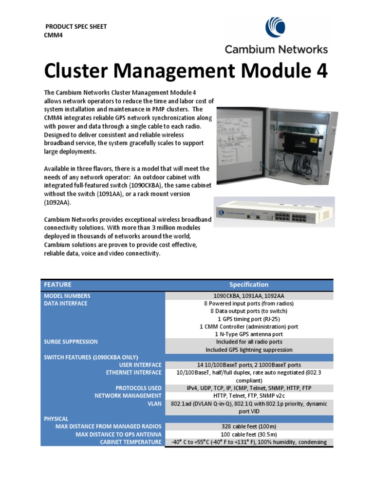 Cambium CMM4 Specs PDF | PDF | Computer Network | File Transfer Protocol