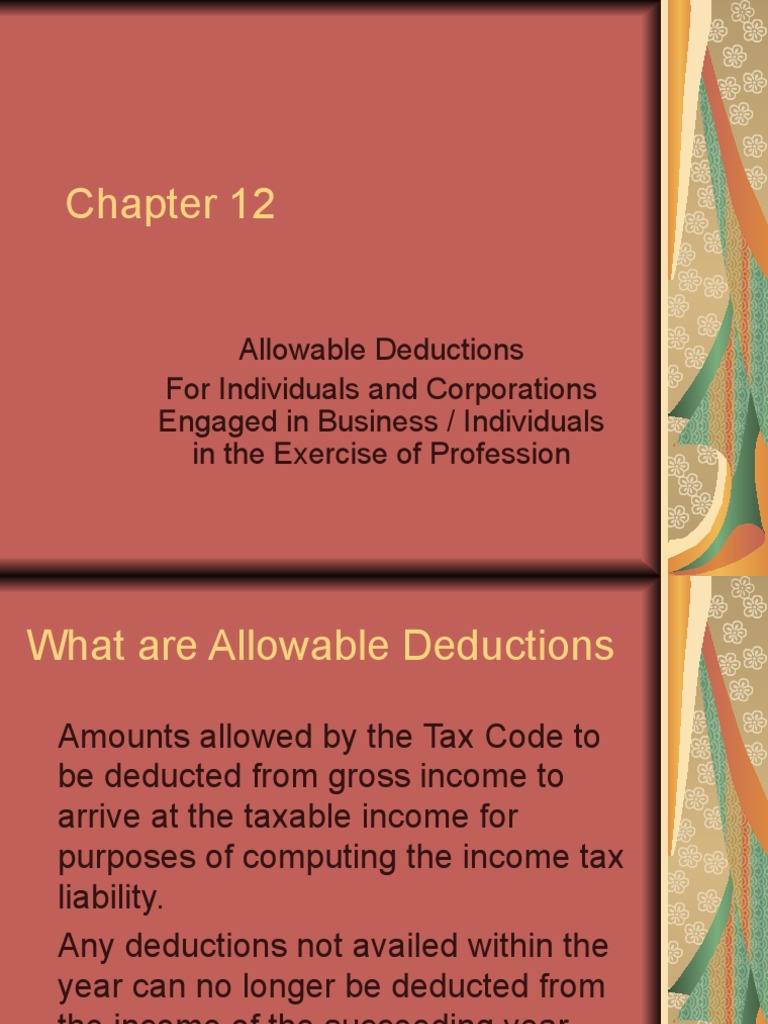 Allowable Deductions For Individuals and Corporations Engaged in ...