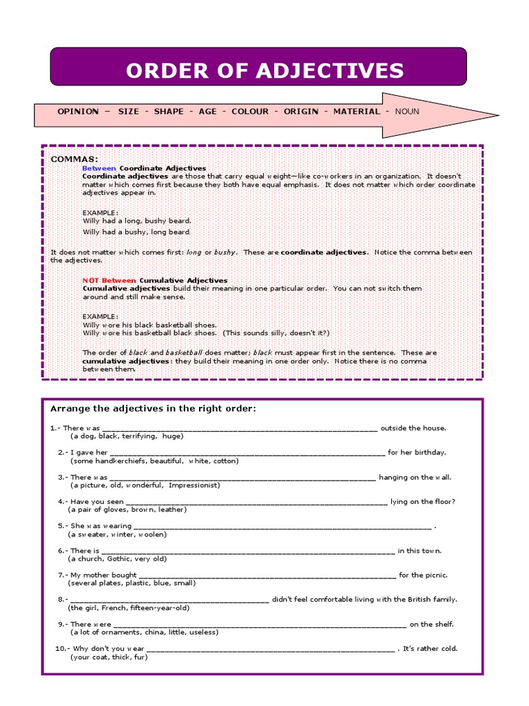 Order of Adjectives Explained | PDF | Adjective | Grammar
