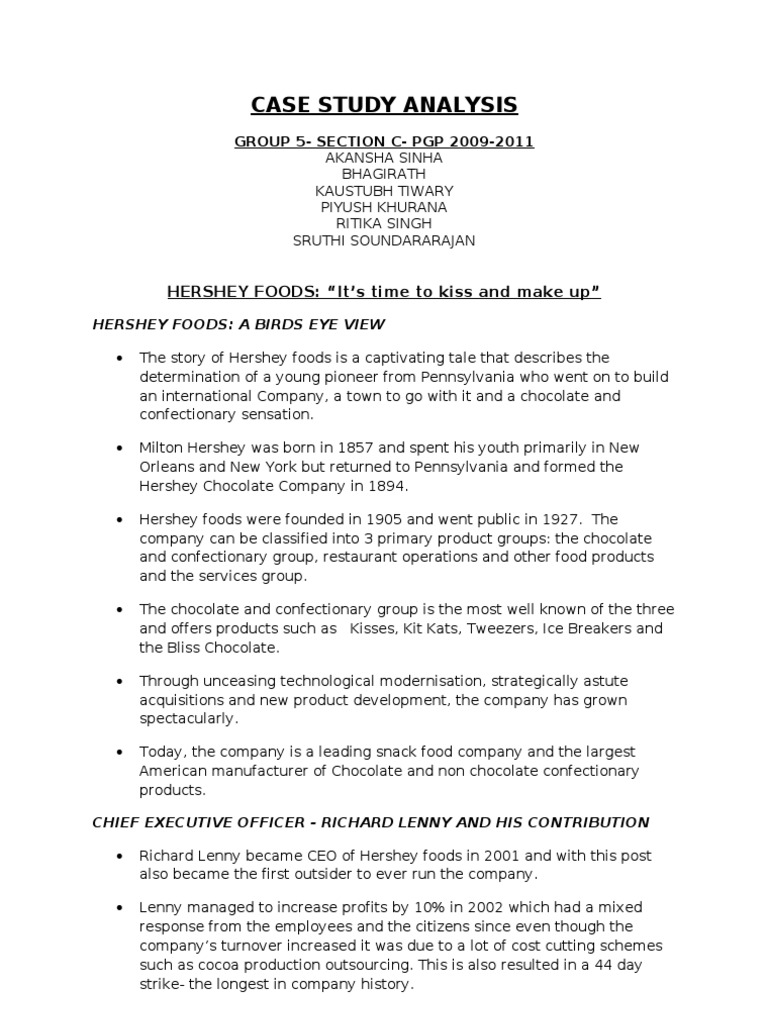 Hershey Foods: A Case Study Analysis | PDF | Chocolate | Business