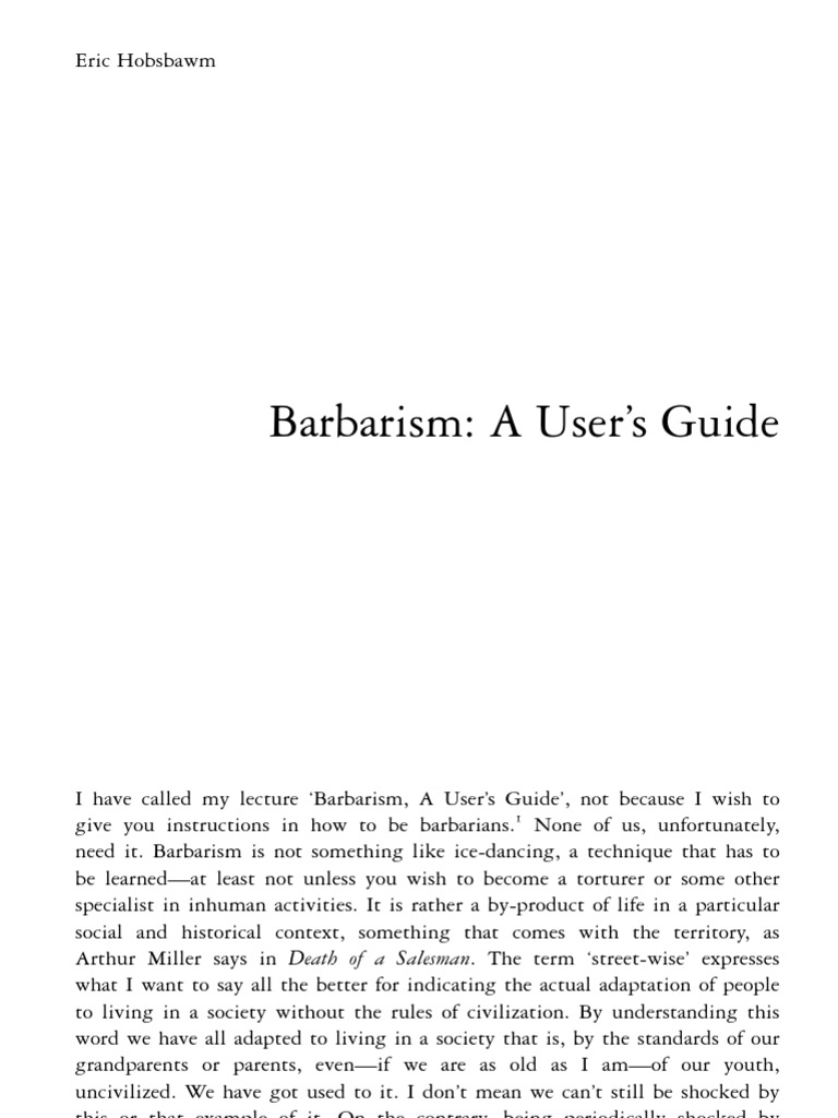 Barbarism: A User's Guide | PDF | Torture | Barbarian