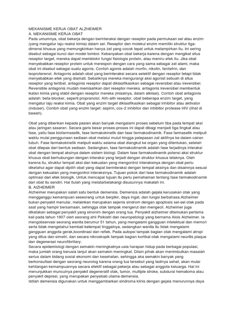 Mekanisme Kerja Obat Alzheimer | PDF