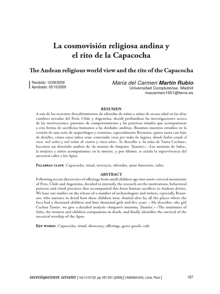 Lectura 10. El Rito de La Capacocha PDF | PDF | Religión y espiritualidad
