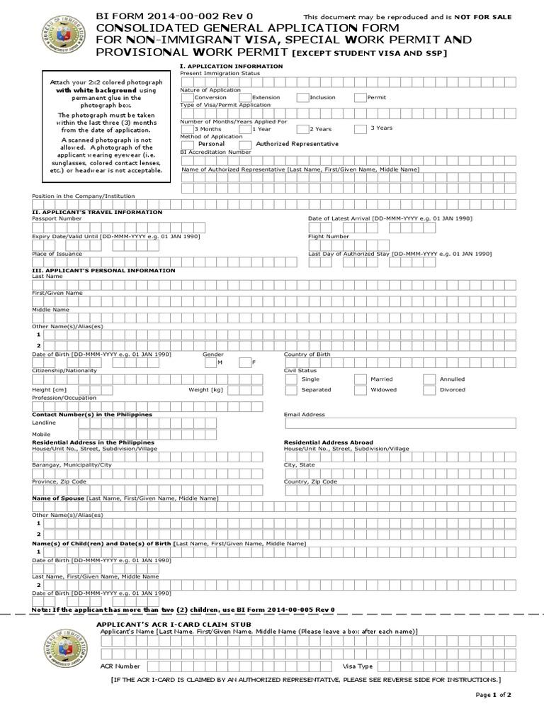 Work Permit Application Form 2014-00-002 | PDF | Identity Document ...