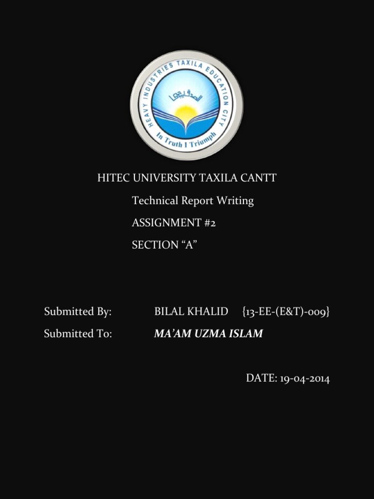 Hitec University Taxila Cantt Technical Report Writing Assignment #2 Section "A" | PDF | Leisure