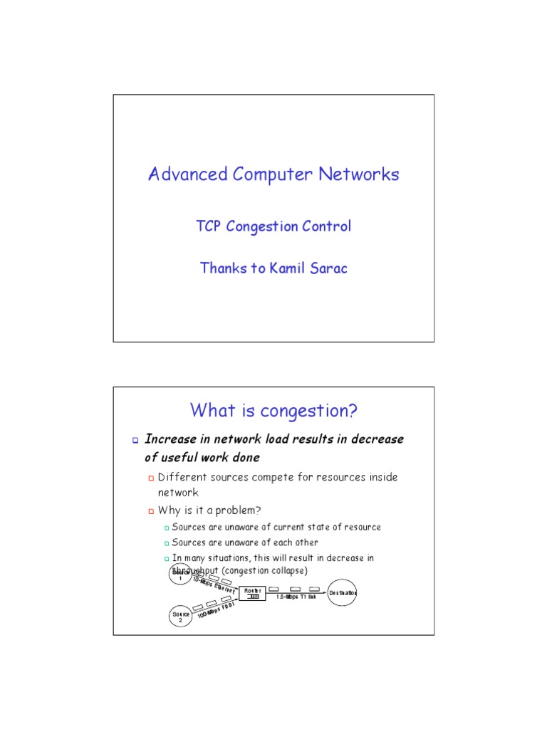 Advanced Computer Networks Tcp Congestion Control Thanks To Kamil Sarac Pdf Network
