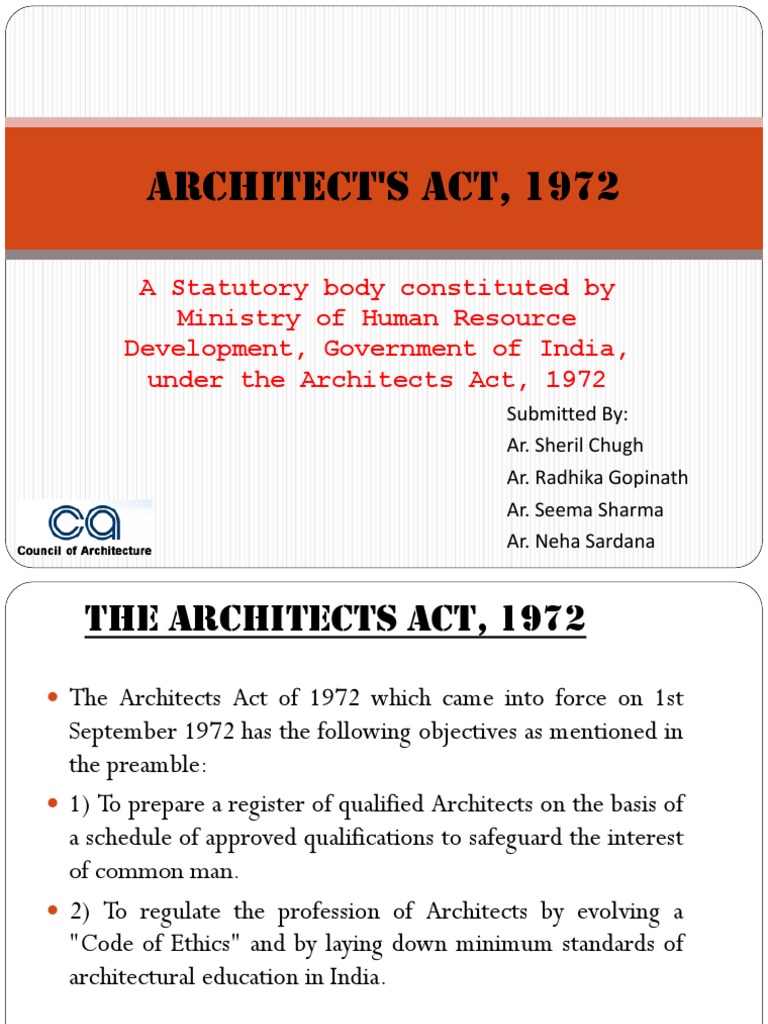 Overview of the Architects Act, 1972 | PDF | Architect | Government