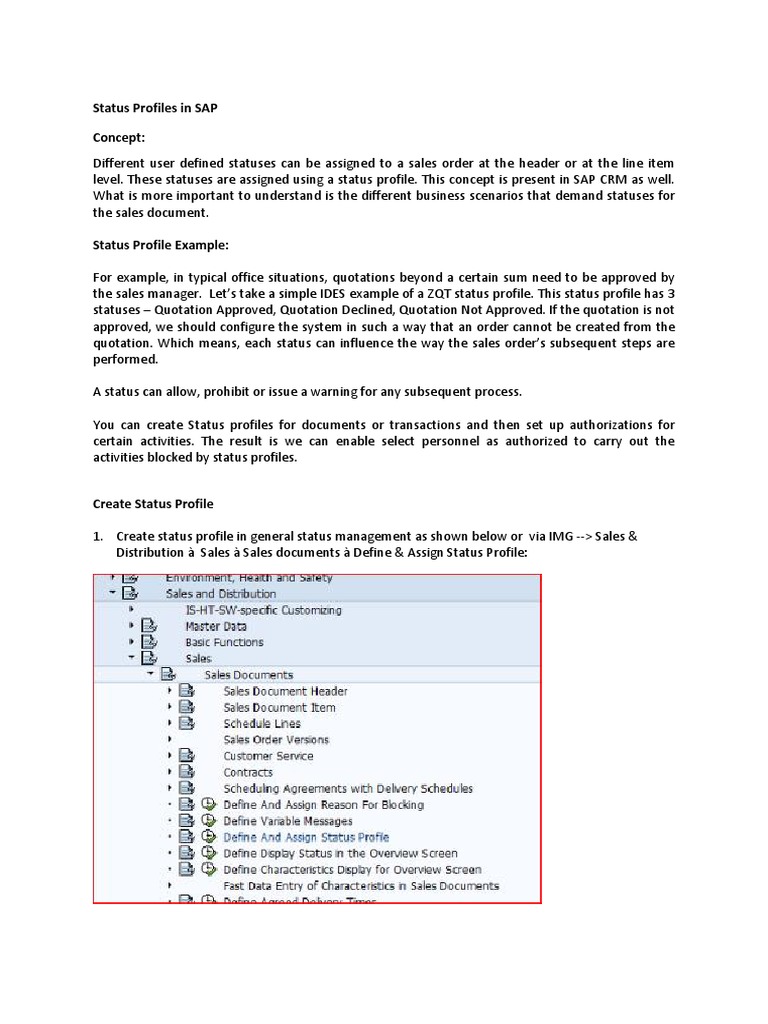 Status Profiles in SAP | PDF | Information Technology | Software ...