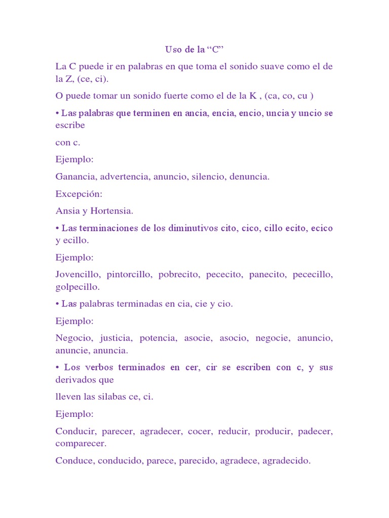 Reglas de Ortografía: Uso de C, S y Z | PDF | Adjetivo | Reglas