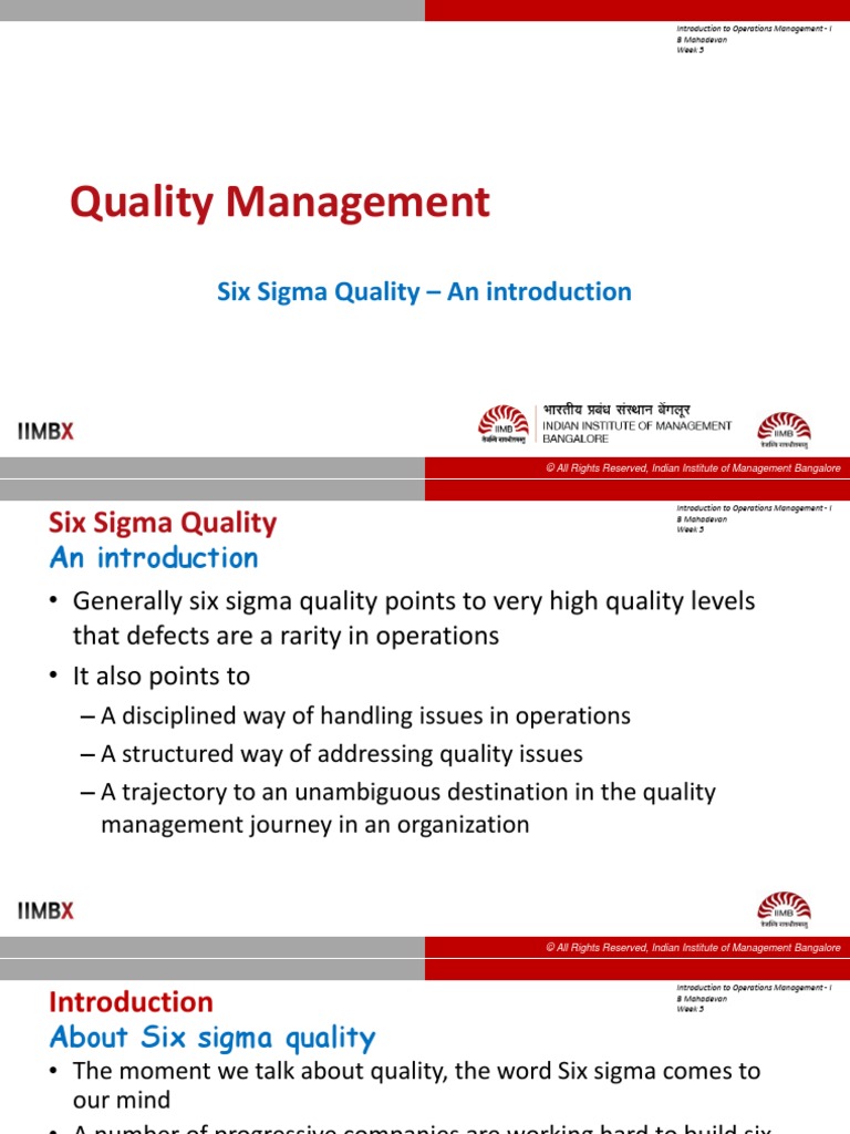 Operations Quality Management | PDF | Six Sigma | Operations Management