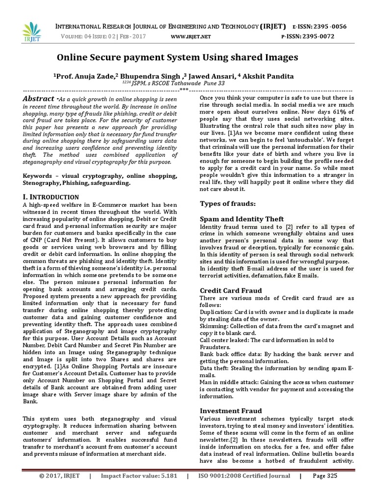 Online Secure Payment System Using Shared Images | PDF | Public Key ...