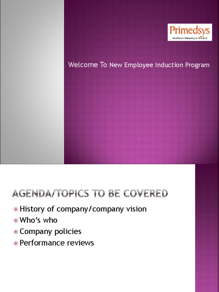 Welcome To: New Employee Induction Program | PDF | Performance ...