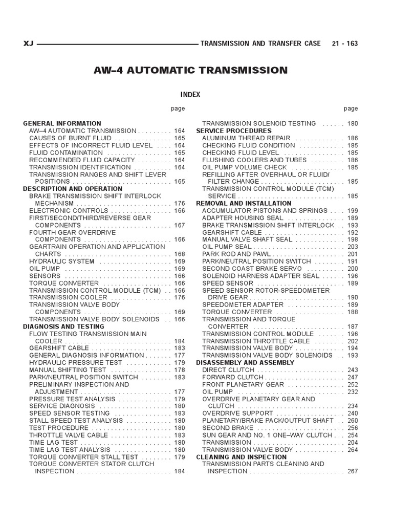 Aisin Warner AW4 Automatic Transmission PDF | PDF