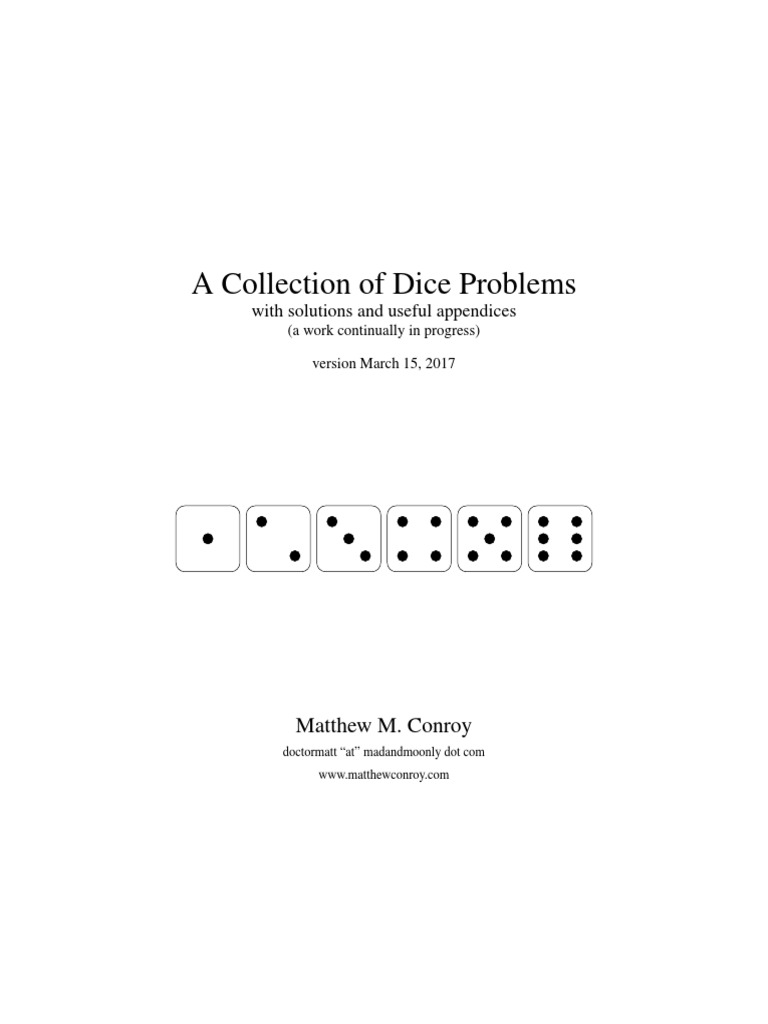 Dice Probability Problems and Solutions | PDF | Teaching Methods ...