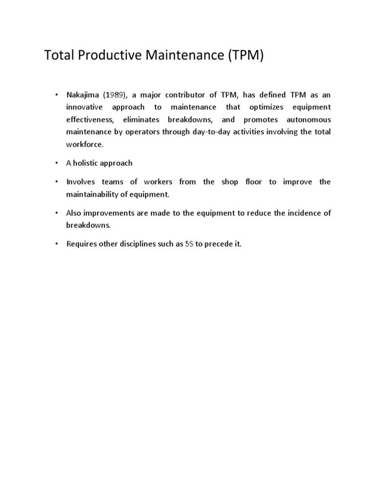 Total Productive Maintenance | PDF