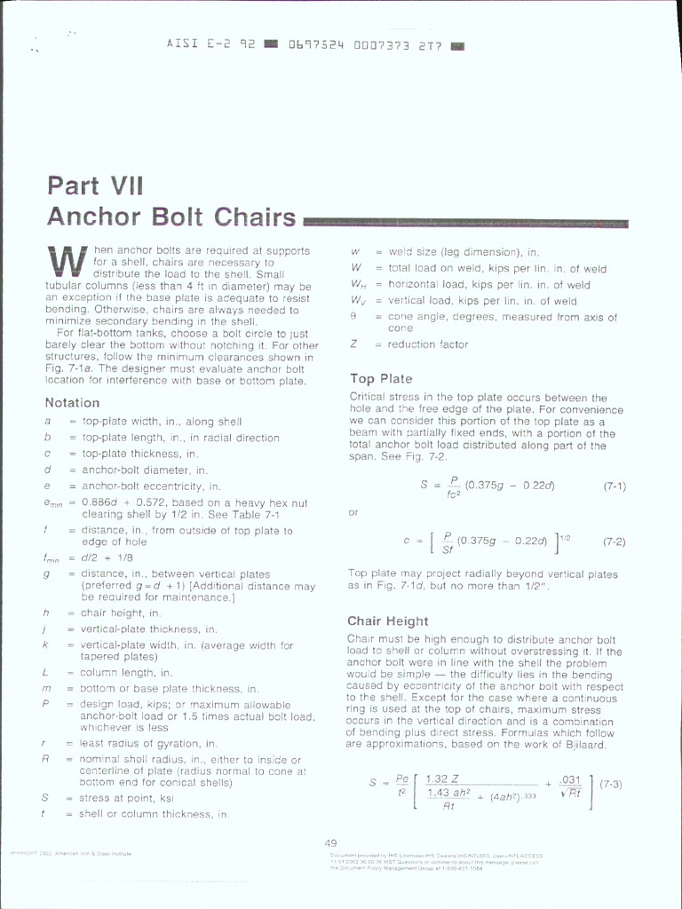 AISI E-2 Anchor Bolt Chair | PDF
