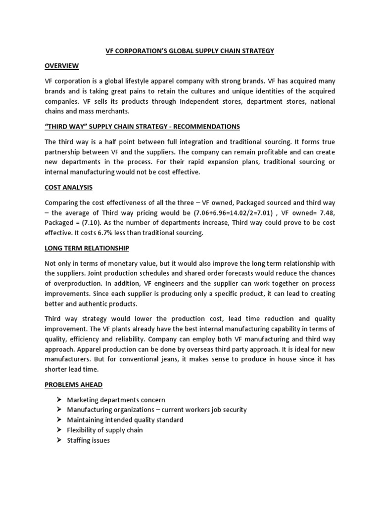 VF Corporation's Supply Chain Strategy | PDF