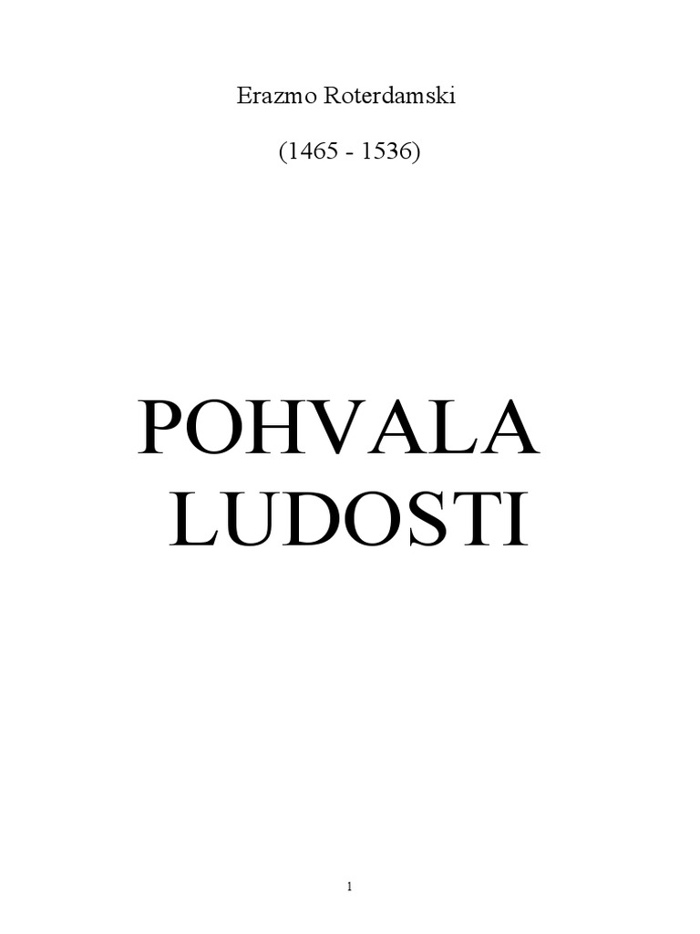 Erazmo Roterdamski Pohvala Ludosti | PDF