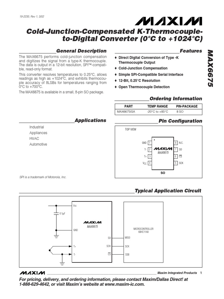 MAX6675 Datasheet PDF | PDF