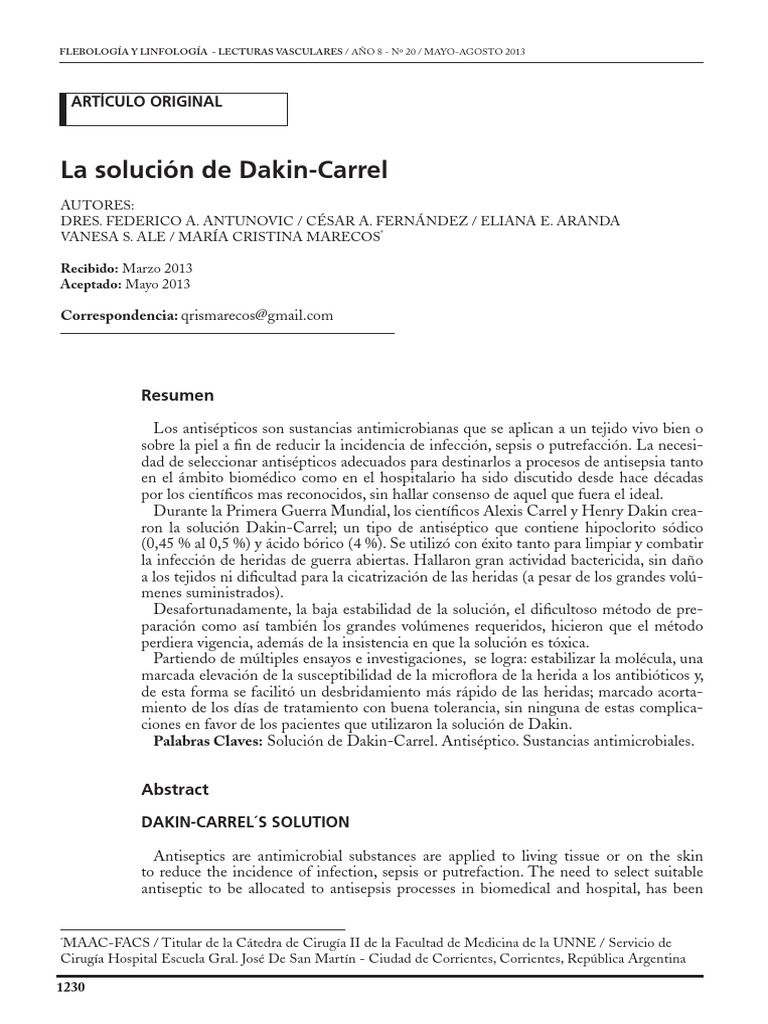 Solución Dakin-Carrel: Eficacia y Uso | PDF | Sustancias químicas | Química
