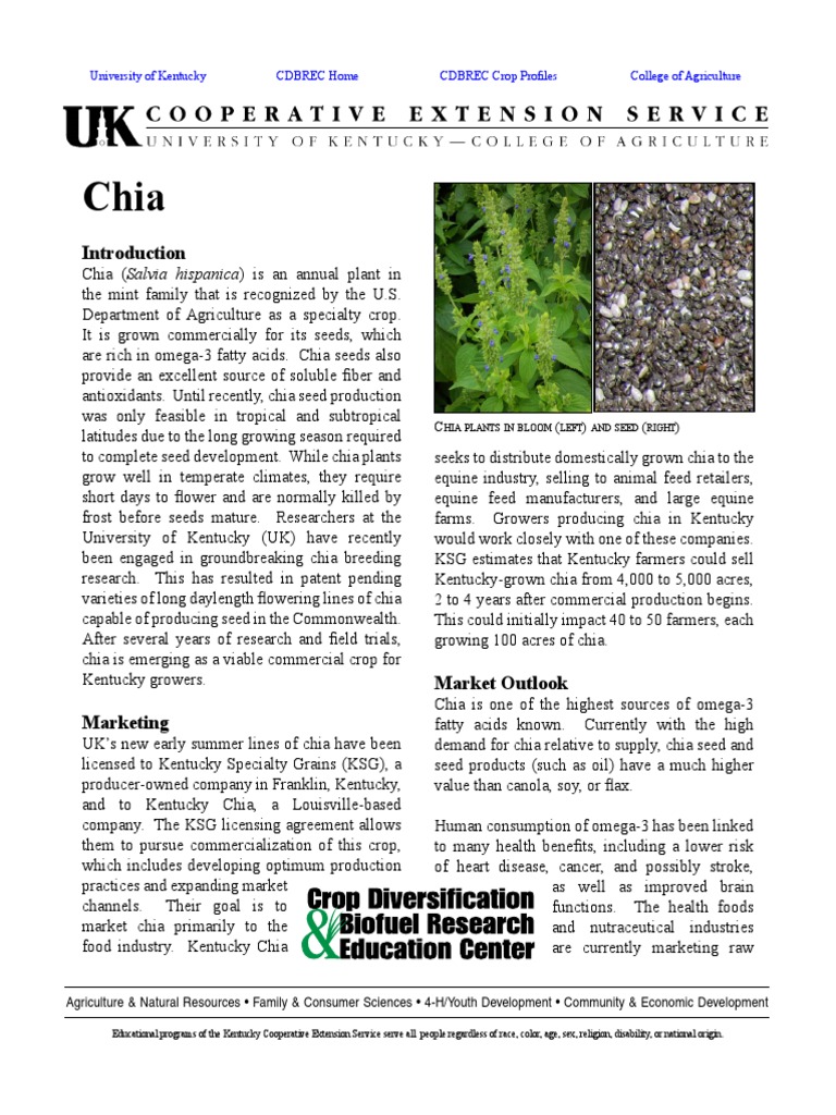 Emerging Opportunities for Chia Production in Kentucky: A Viable New ...