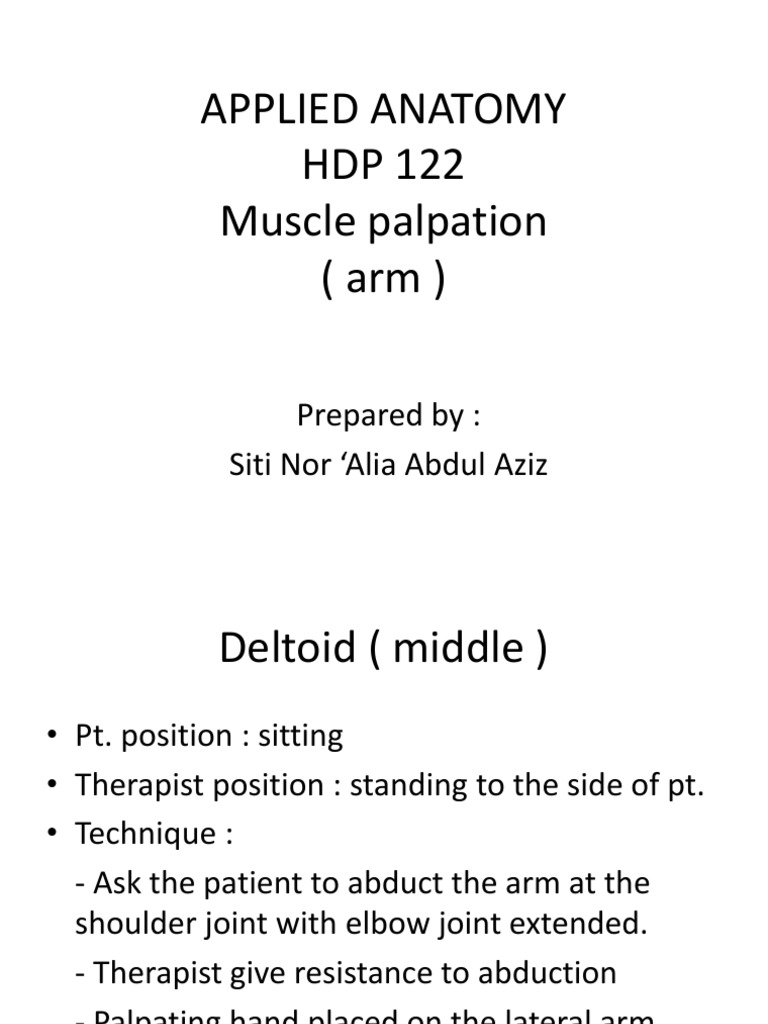 Muscle Palpation Techniques for the Arm | PDF