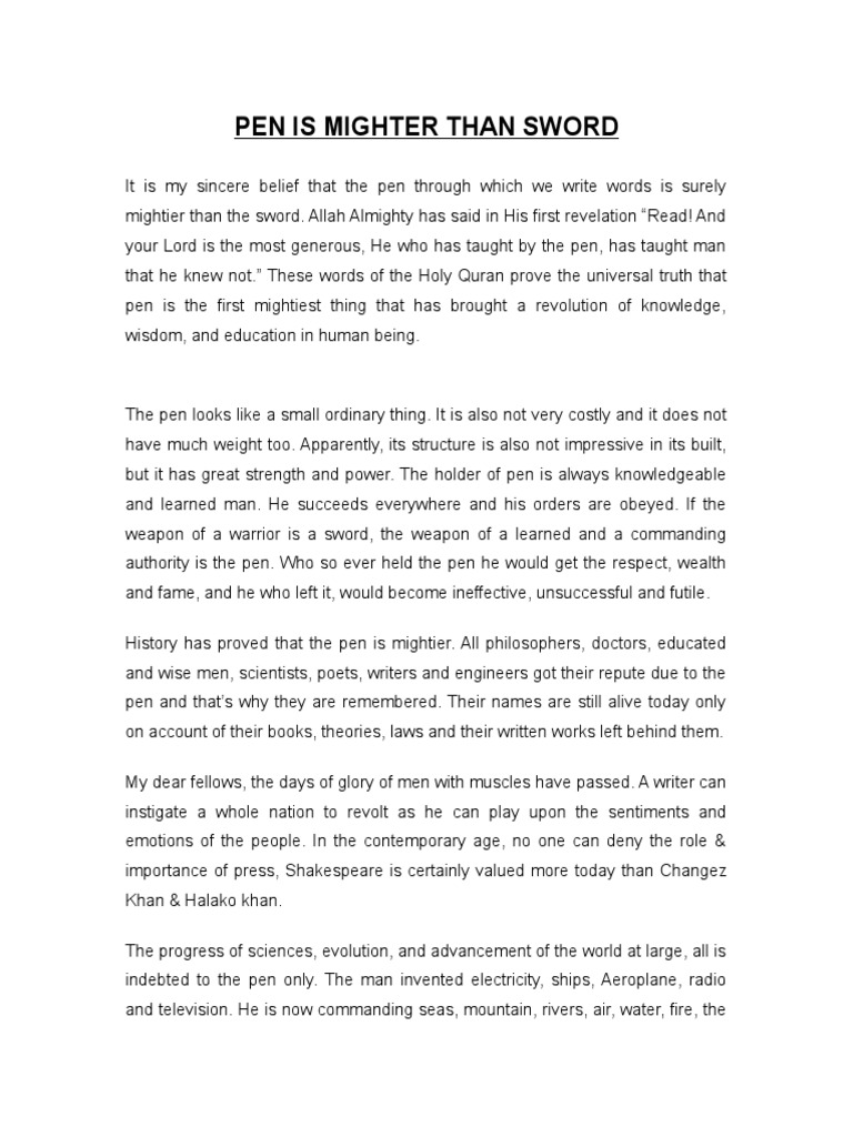 Pen Is Mighter Than Sword | PDF | Peace | Religion And Belief
