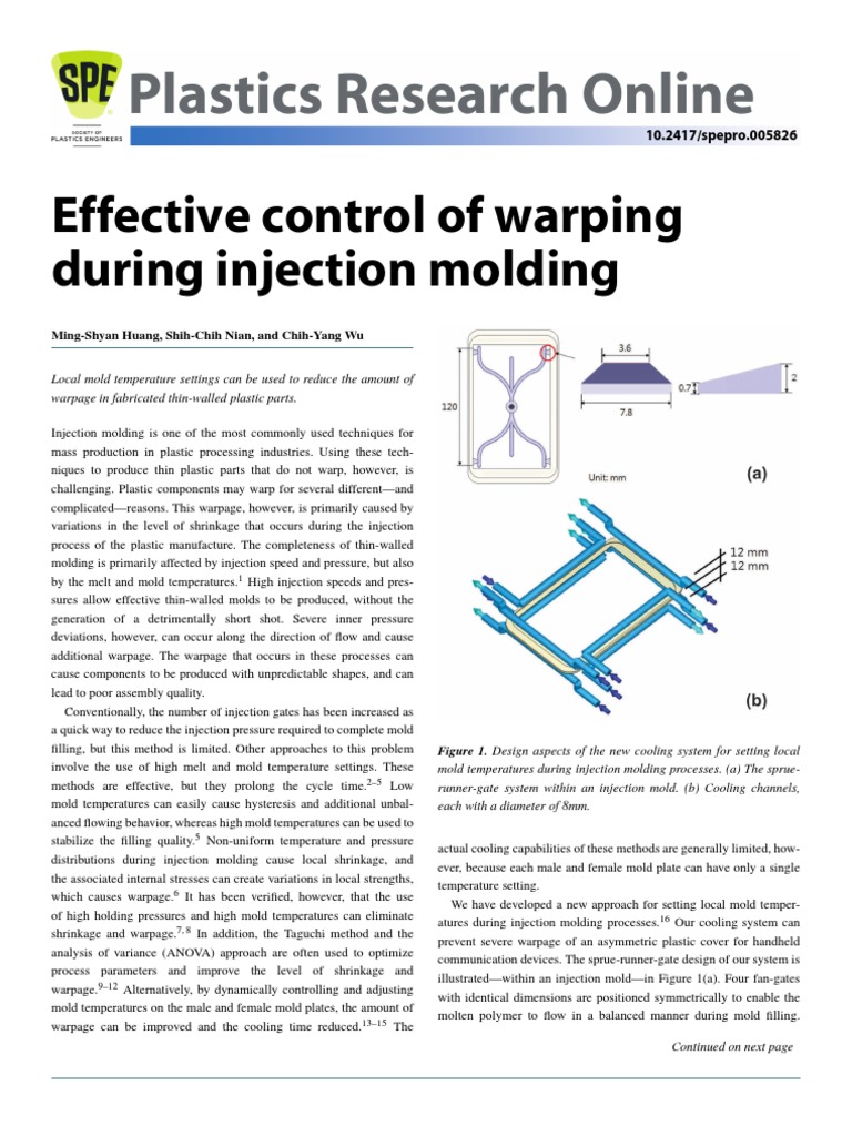 Effective Control of Warping During Injection Molding: Ming-Shyan Huang ...