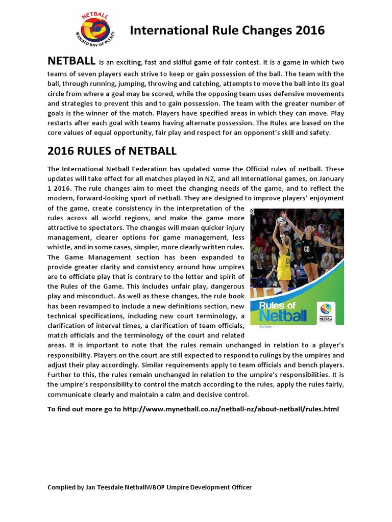 2016 New Rules Overview | PDF | Referee | Athletic Sports