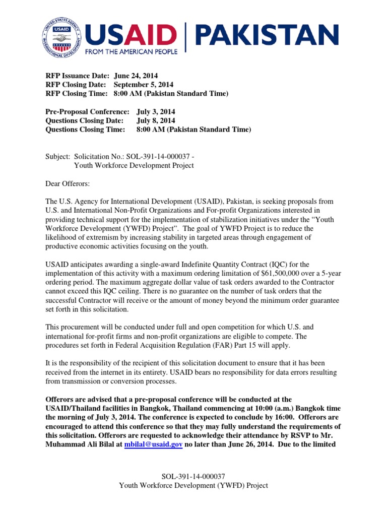 RFP for Youth Workforce Development Project | PDF | Offer And ...