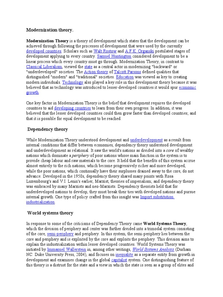 Modernization Theory | PDF | World Systems Theory | Modernization Theory