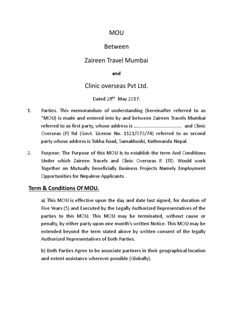 Final MOU | Nepal | Memorandum Of Understanding