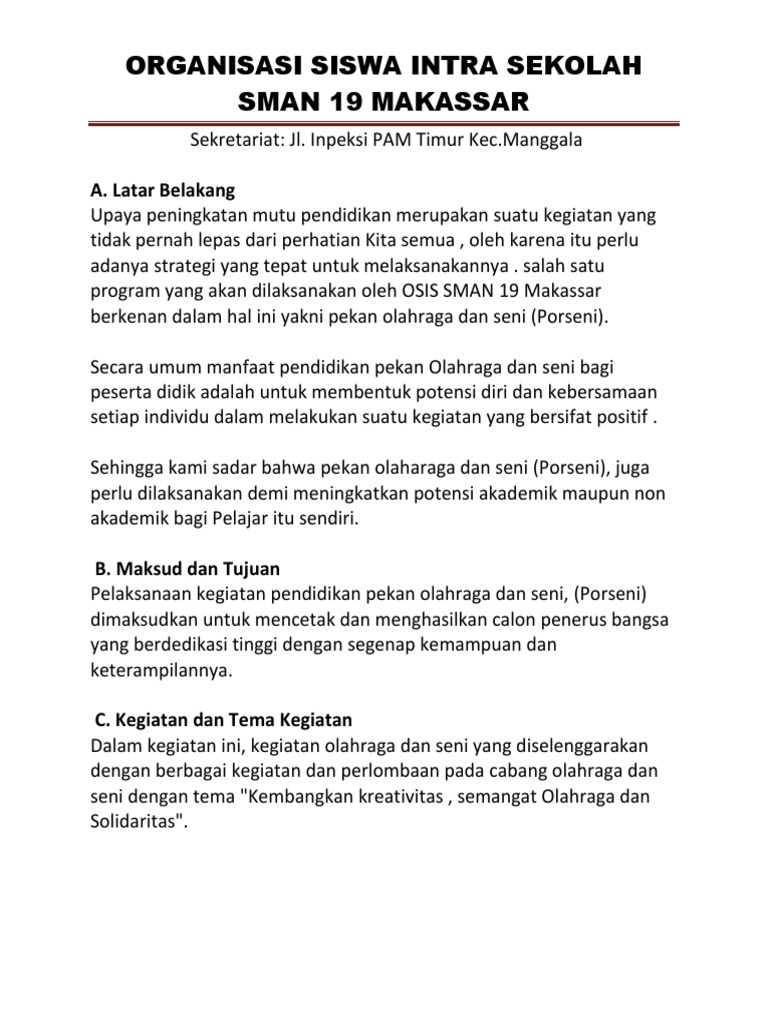 Contoh Proposal Kegiatan Sekolah | PDF | Olahraga & Rekreasi