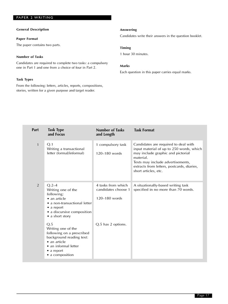 Paper 2 Writing: General Description Paper Format Answering | PDF