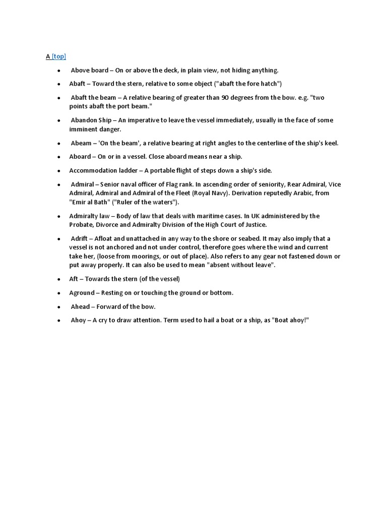 Yacht Vocabulary | PDF | Anchor | Ships