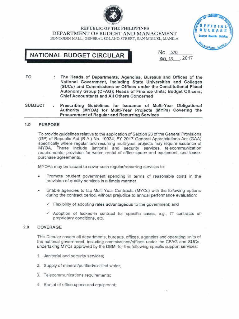 National Budget Circular No. 570 | PDF | Lease | Renting