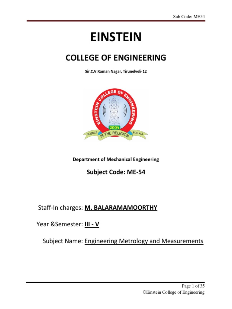 Engineering Metrology and Measurements PDF | PDF