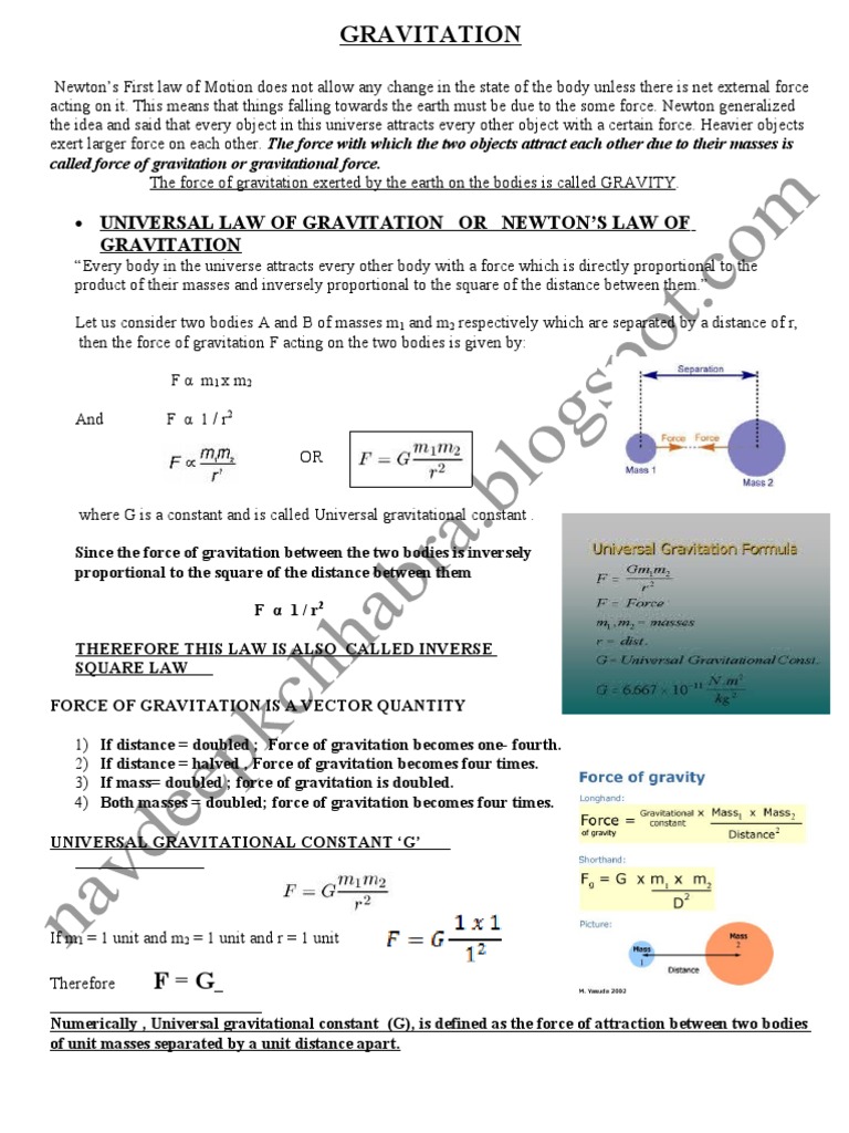 Universal Law of Gravitation or Newton'S Law of Gravitation | PDF ...